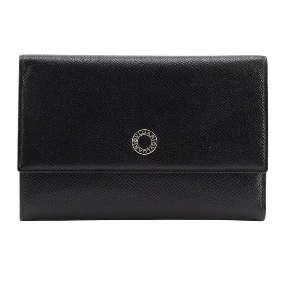 BVLGARI | Bags | Bvlgari Logo Button Bifold Wallet Medium Wallet Black ...